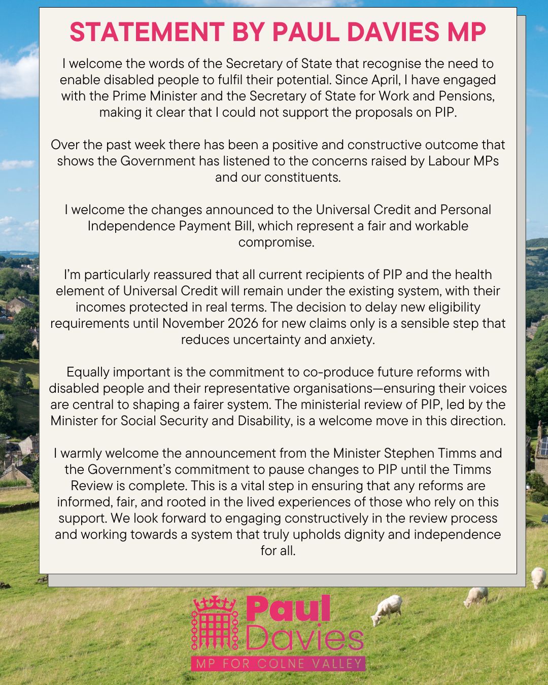 Paul Davies MP – Member of Parliament for Colne Valley